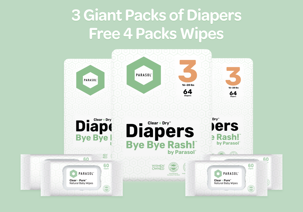 Natural Disposable Baby Diapers of All Sizes by Parasol Co