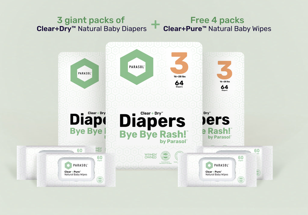 Natural Disposable Baby Diapers of All Sizes by Parasol Co